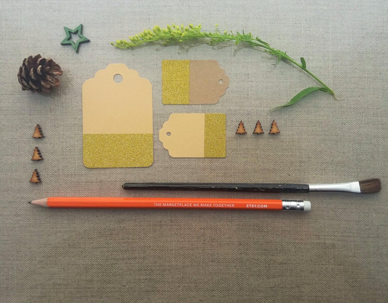 Fancy gift tags large size cream card with gold dip edge and | Etsy