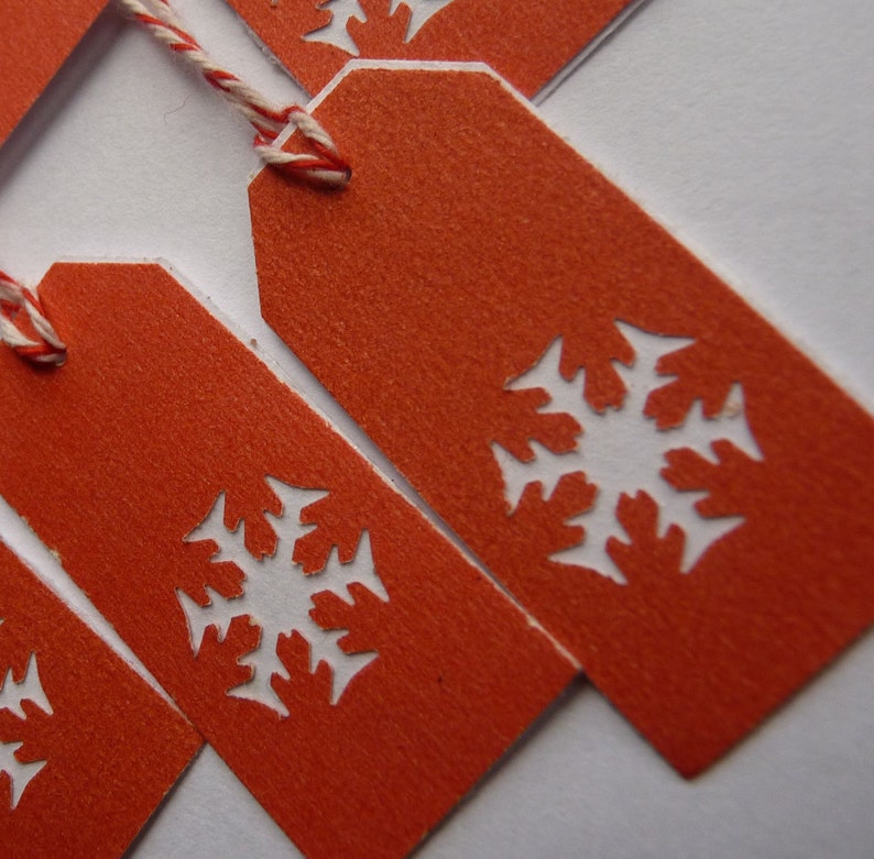 Red White Snowflake Small Christmas Gift Tags Set Pre-strung - Etsy