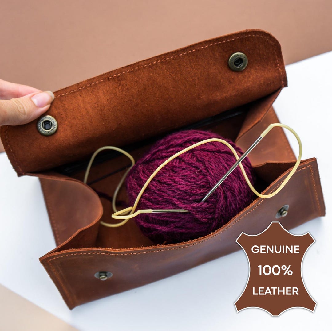 Knitting Needle Case, Leather Crochet Pouch, Leather Knitting Bag ...