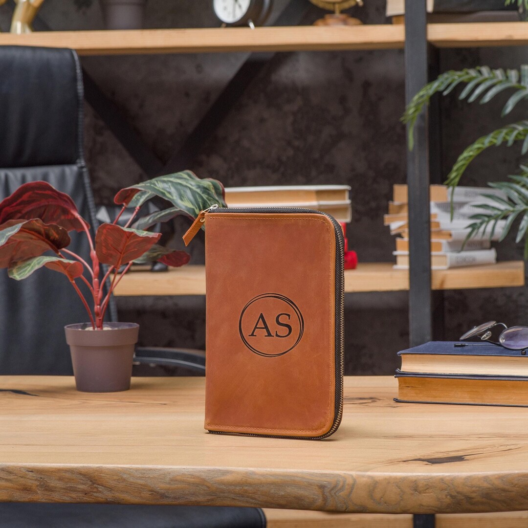 Custom Leather Portfolio With Logo, Leather Portfolio for Men, Notebook ...