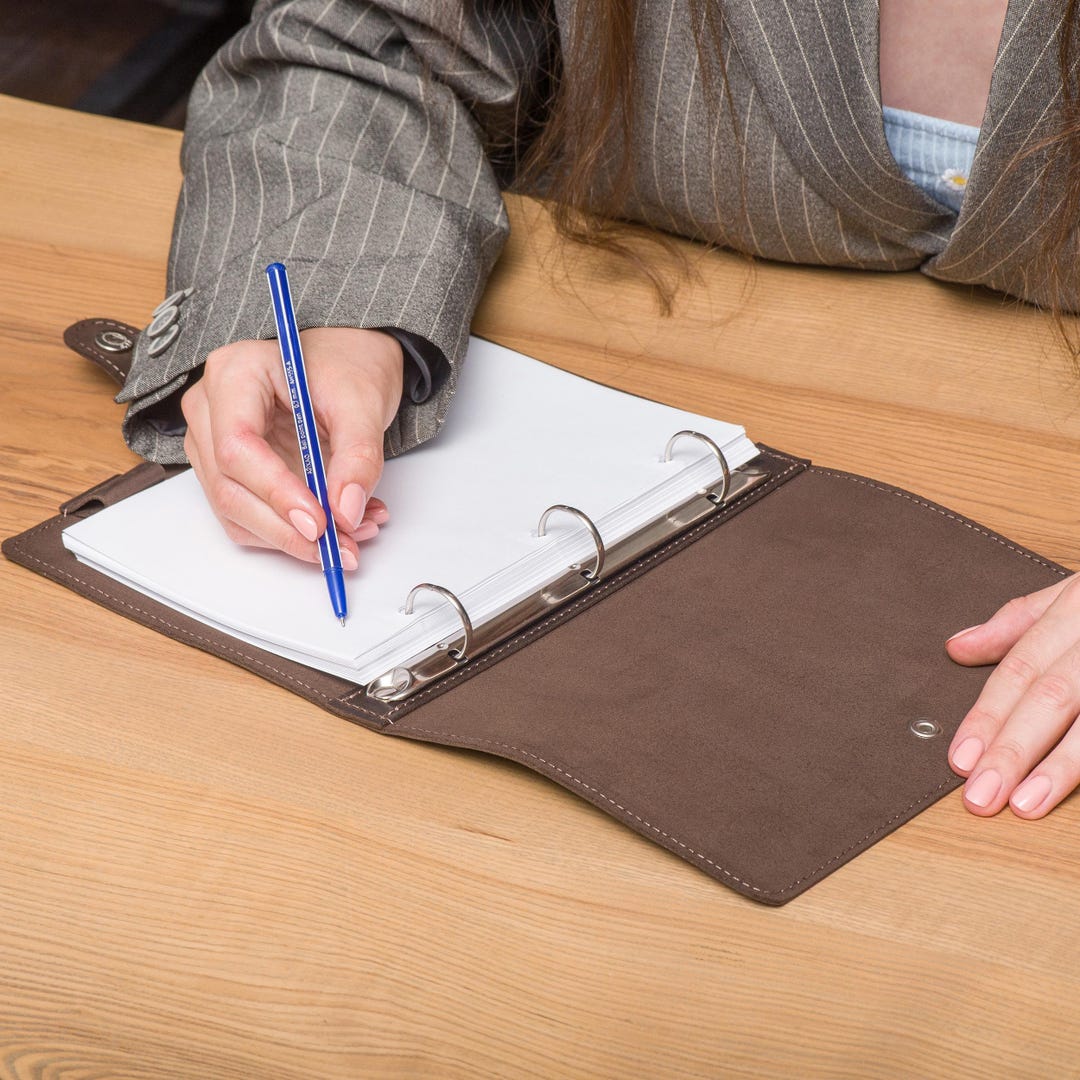 Leather Ring Binder A4, Leather Binder Cover A5, Leather 3 Ring Binder ...