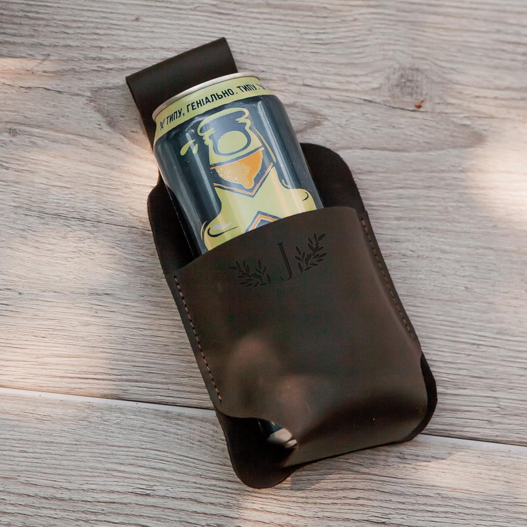 Leather Beer Can Holder, Beer Holder Belt, Leather Beer Can Carrier ...