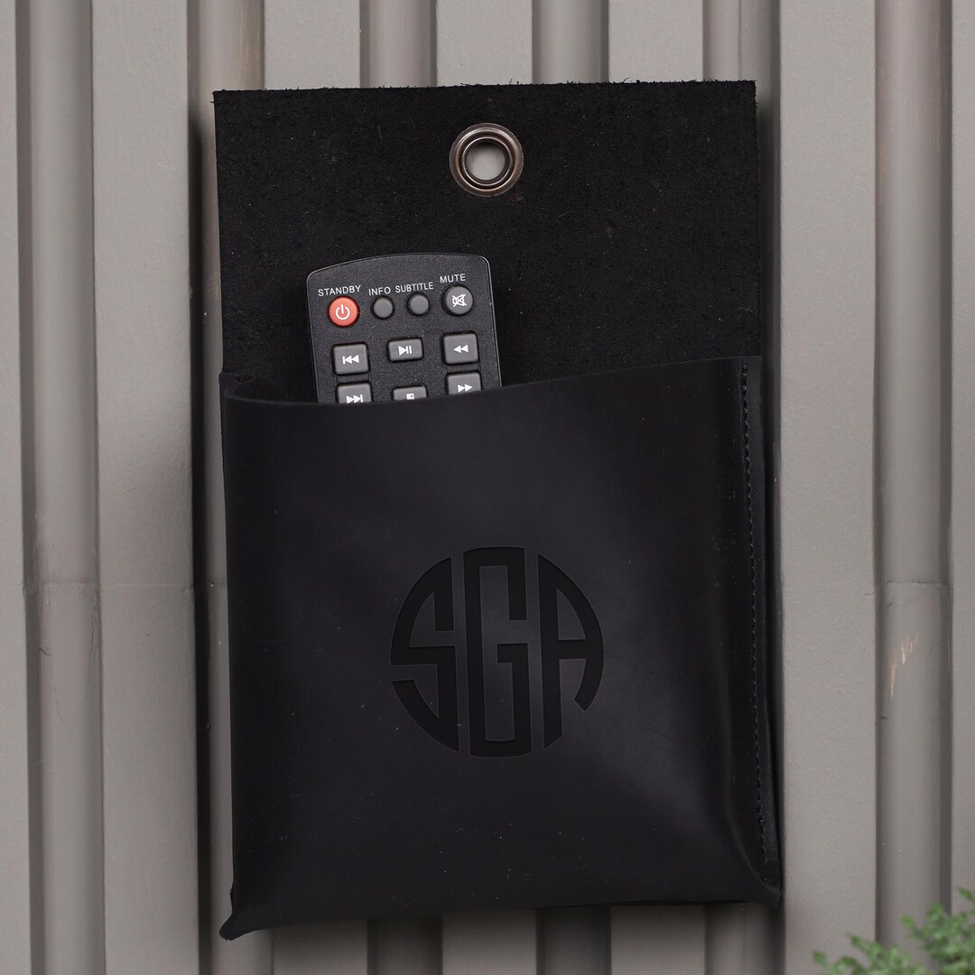 Remote Control Holder Leather, Tv Remote Holder, Leather Wall Pocket ...
