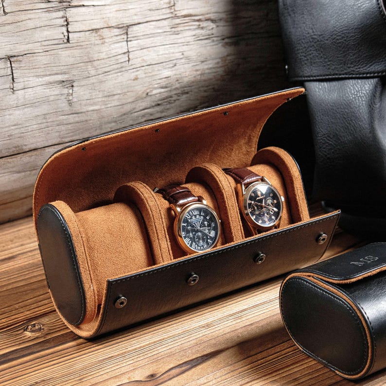 Retro Black Leather Watch Case Personalized,travel Watch Case,holiday ...