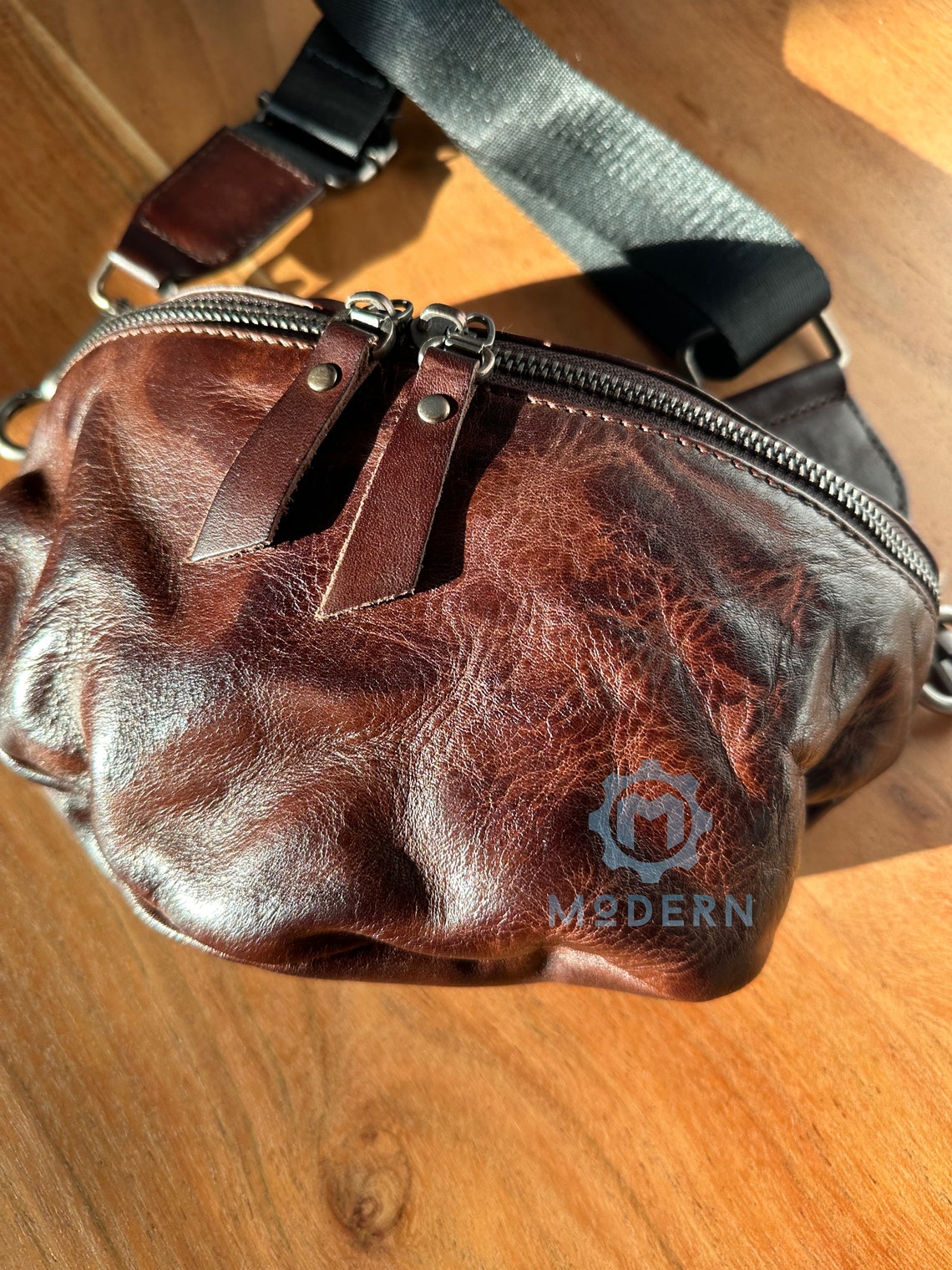 Leather Bum Bag Rustic Leather Belt Bag Cowhide Leather Bumbag Leather ...