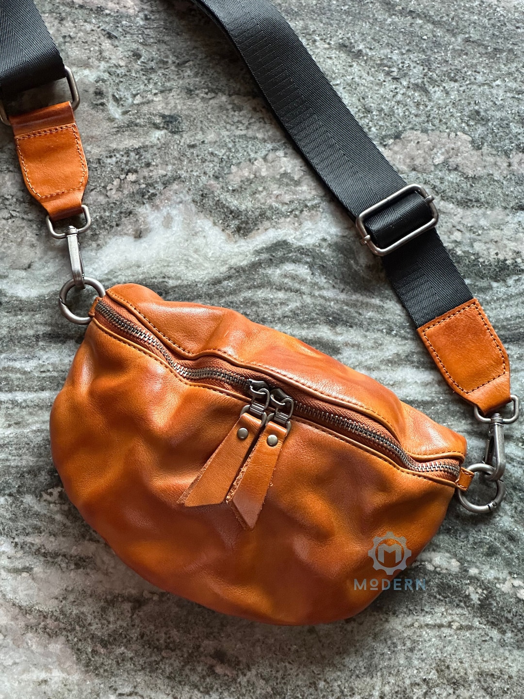 Leather Bum Bag | Rustic Leather Belt Bag | Cowhide Leather Bumbag ...