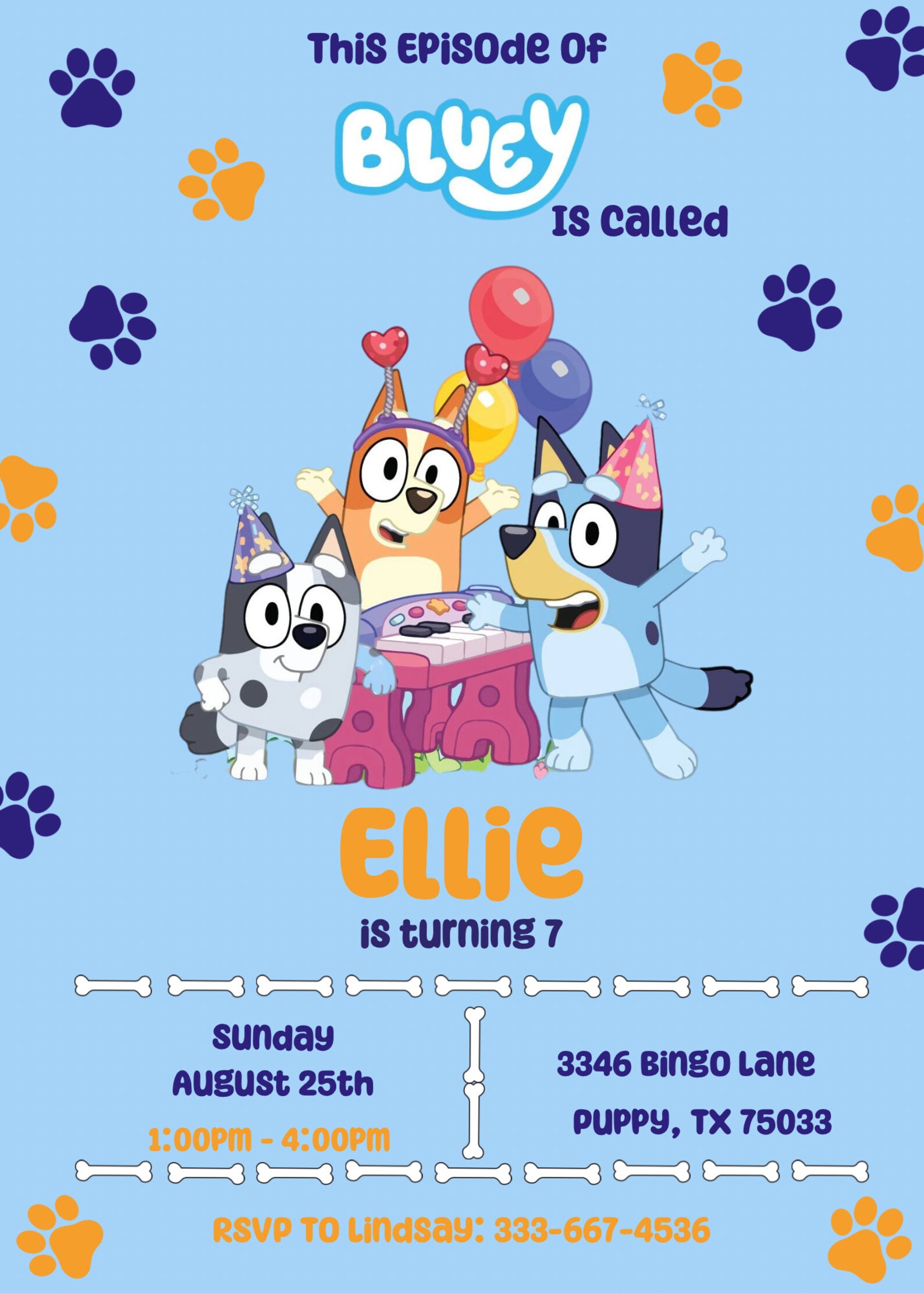 Bluey Invitation-blue - Etsy