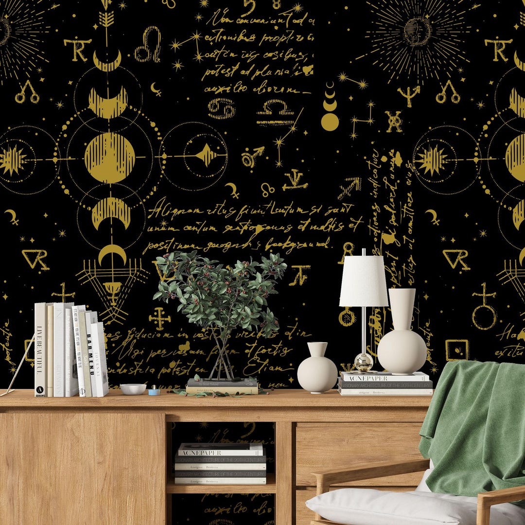 Occult Background Wallpaper, Peel and Stick Wallpaper, Seamless Pattern ...