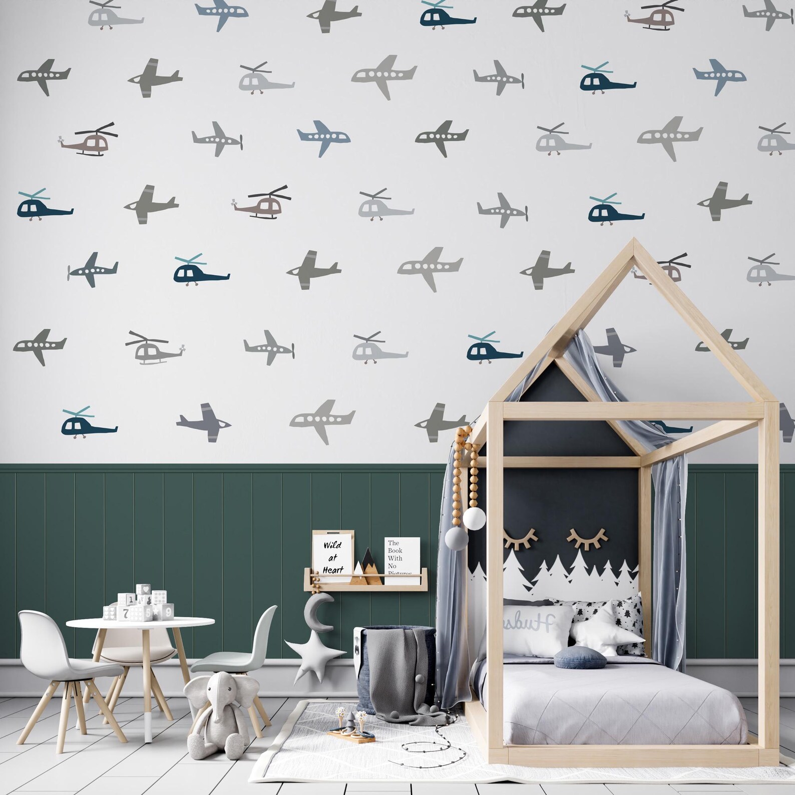 Airplane Wallpaper, Removable Peel and Stick, Kids Wall Stickers, Retro ...