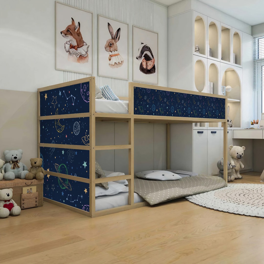 Space Planets and Stars Kura Bed Sticker, Ikea Kura Bed Decals for Boys ...