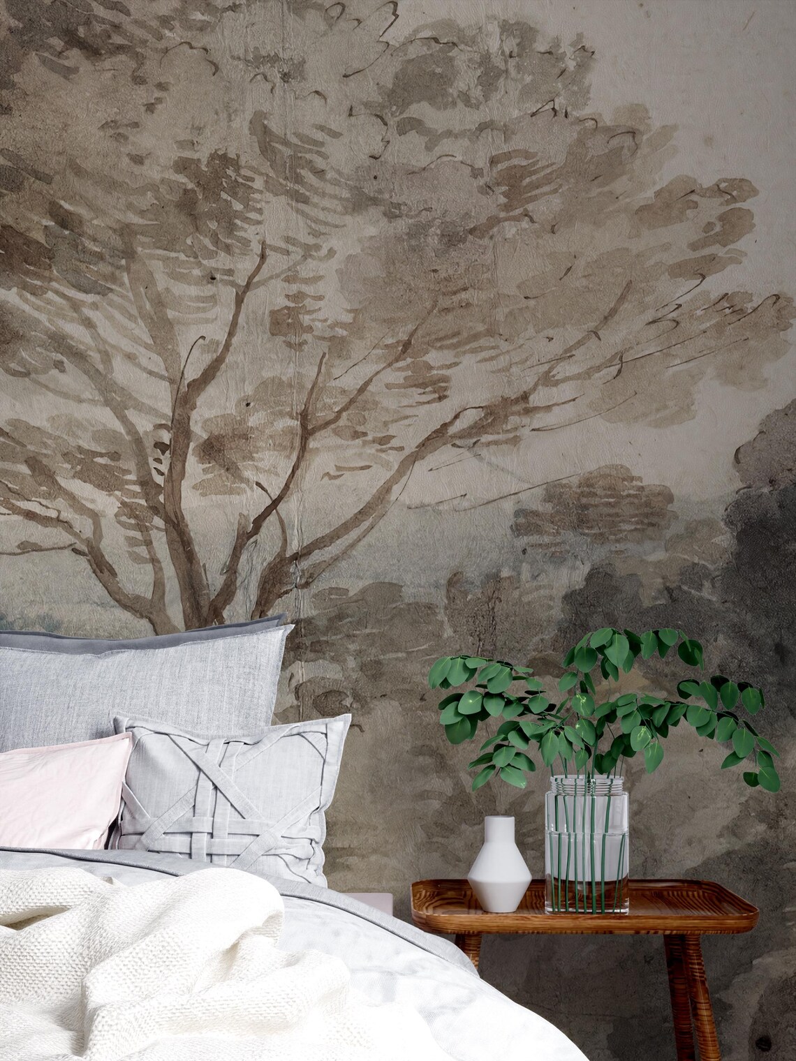 Panoramic Wallpaper, Tree Wall Mural, Landscape Wallpaper, Large Trees ...
