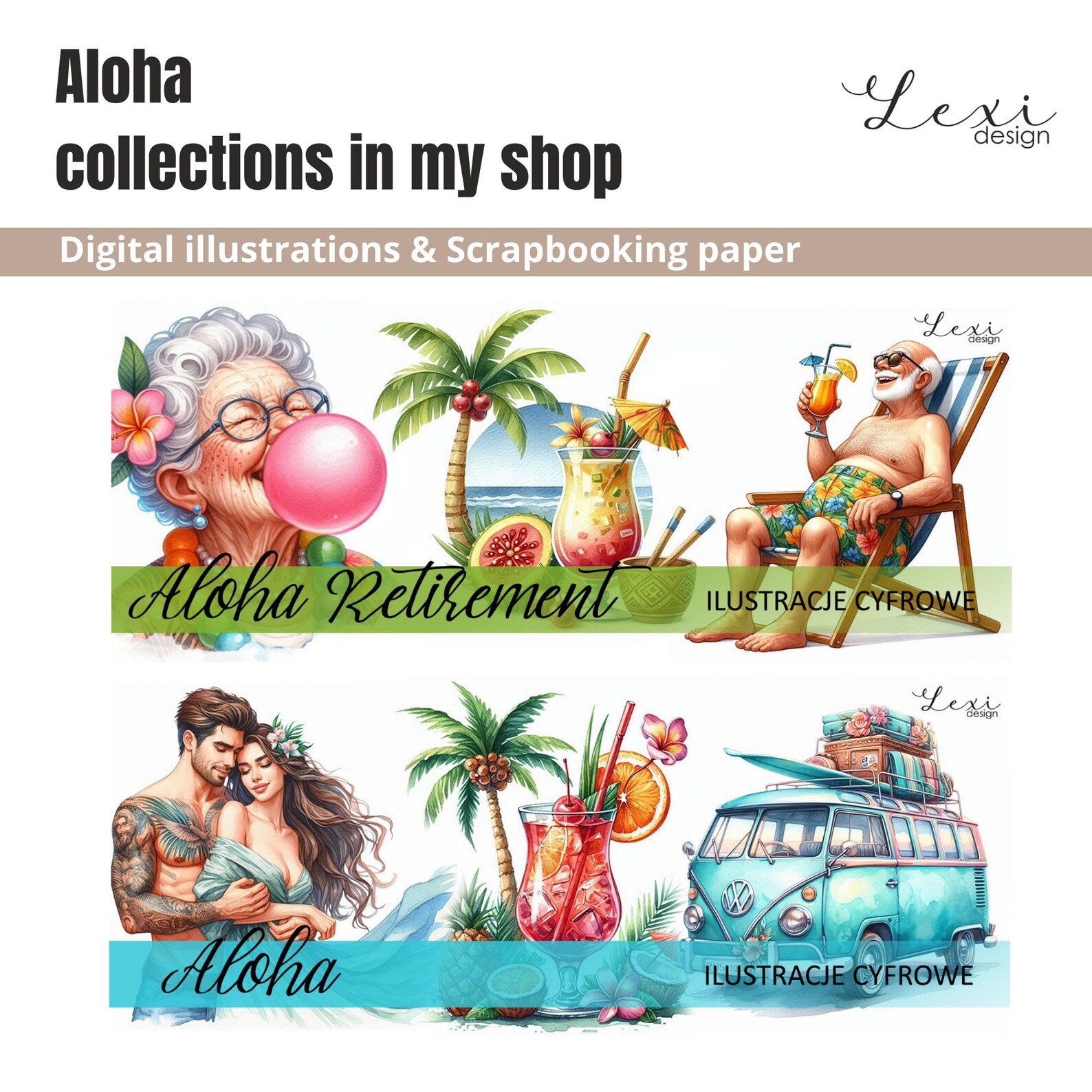 Aloha - Digital Illustrations, Clipart, Scrapbooking Illustrations, Sea ...
