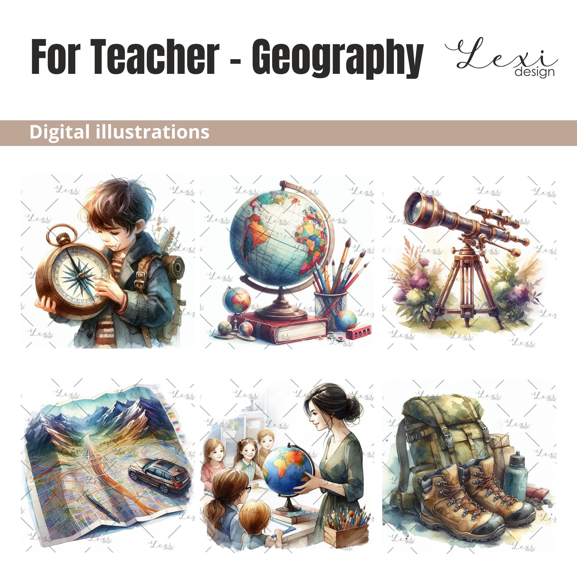 For Teacher - Geography - Digital Illustrations, Clipart, Scrapbooking ...
