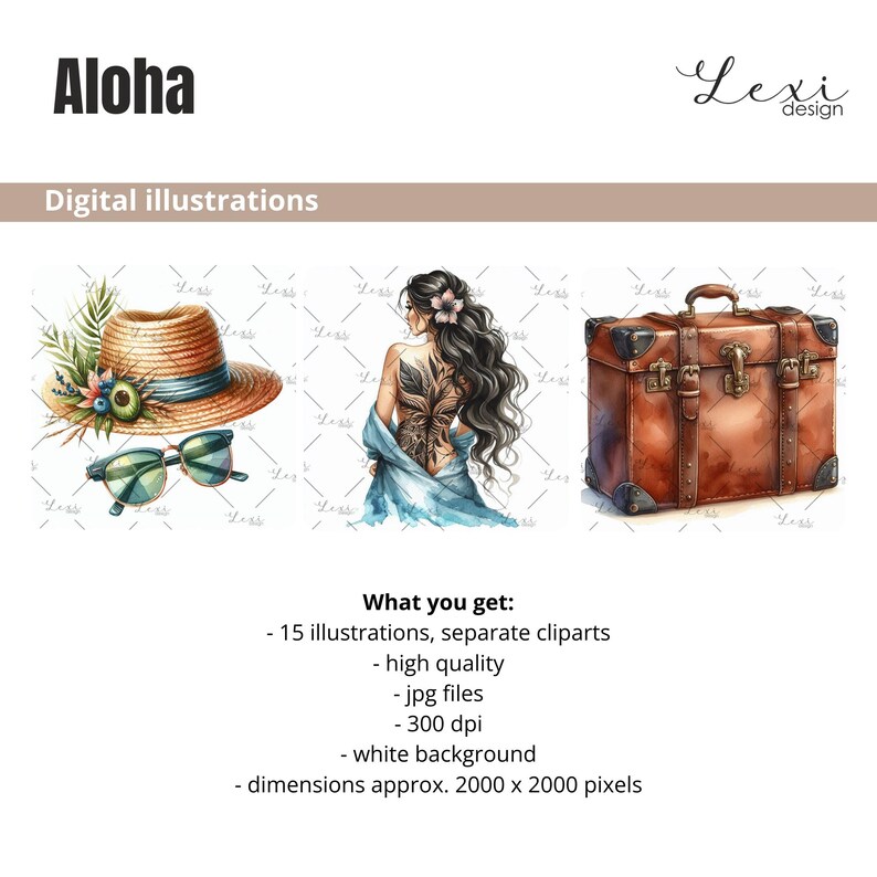 Aloha - Digital Illustrations, Clipart, Scrapbooking Illustrations, Sea ...