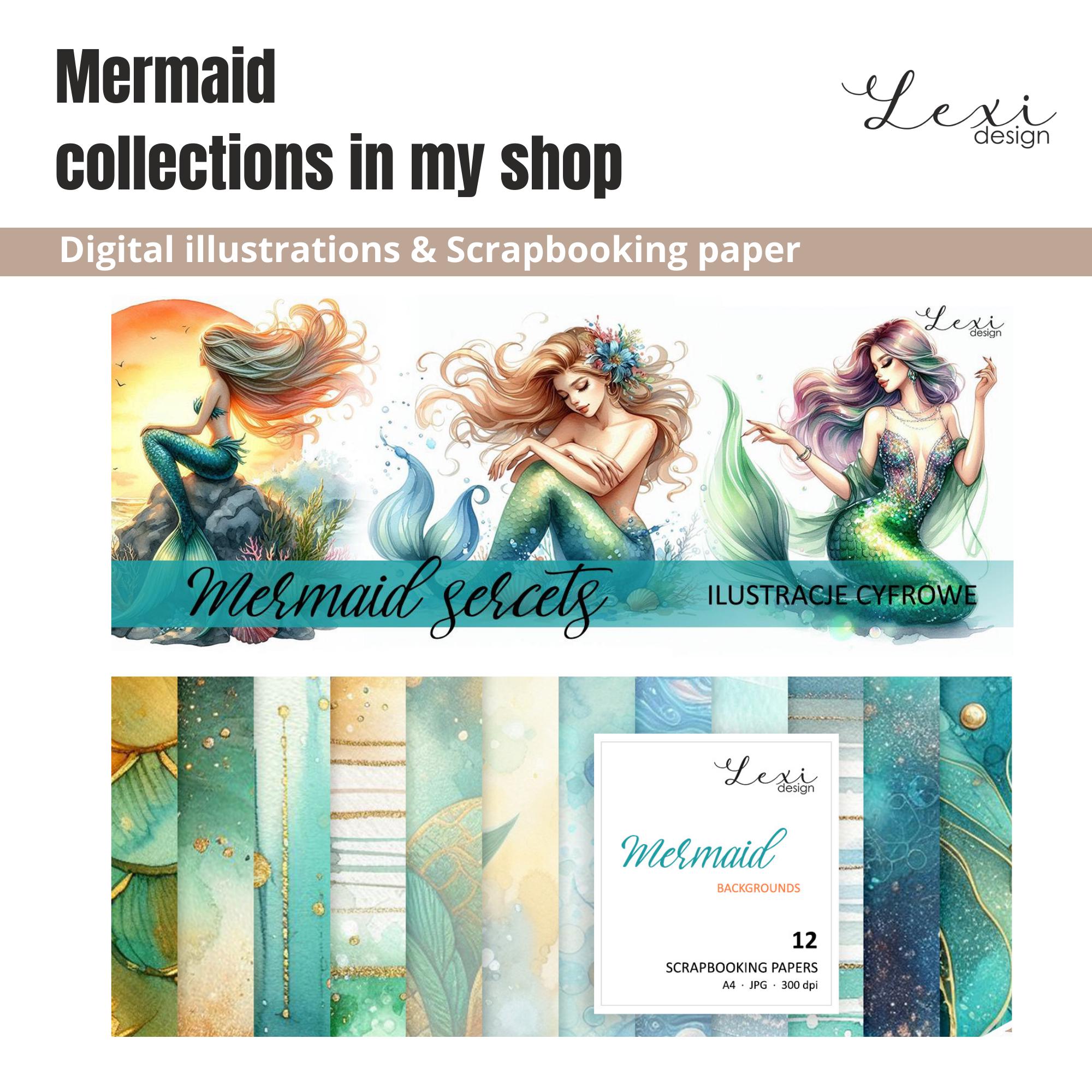 Mermaid Secret Digital Illustrations, Clipart, Scrapbooking ...