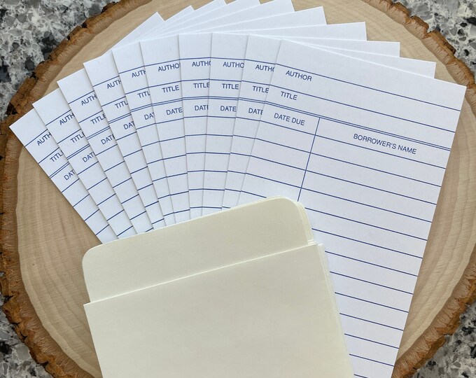 Blank White Library Cards and Card Pockets - Etsy