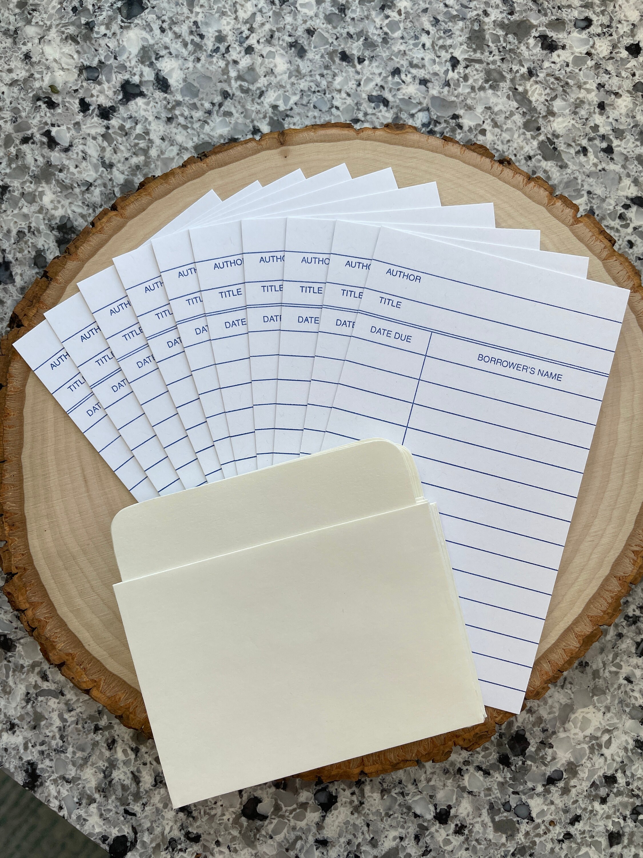 Blank White Library Cards and Card Pockets - Etsy
