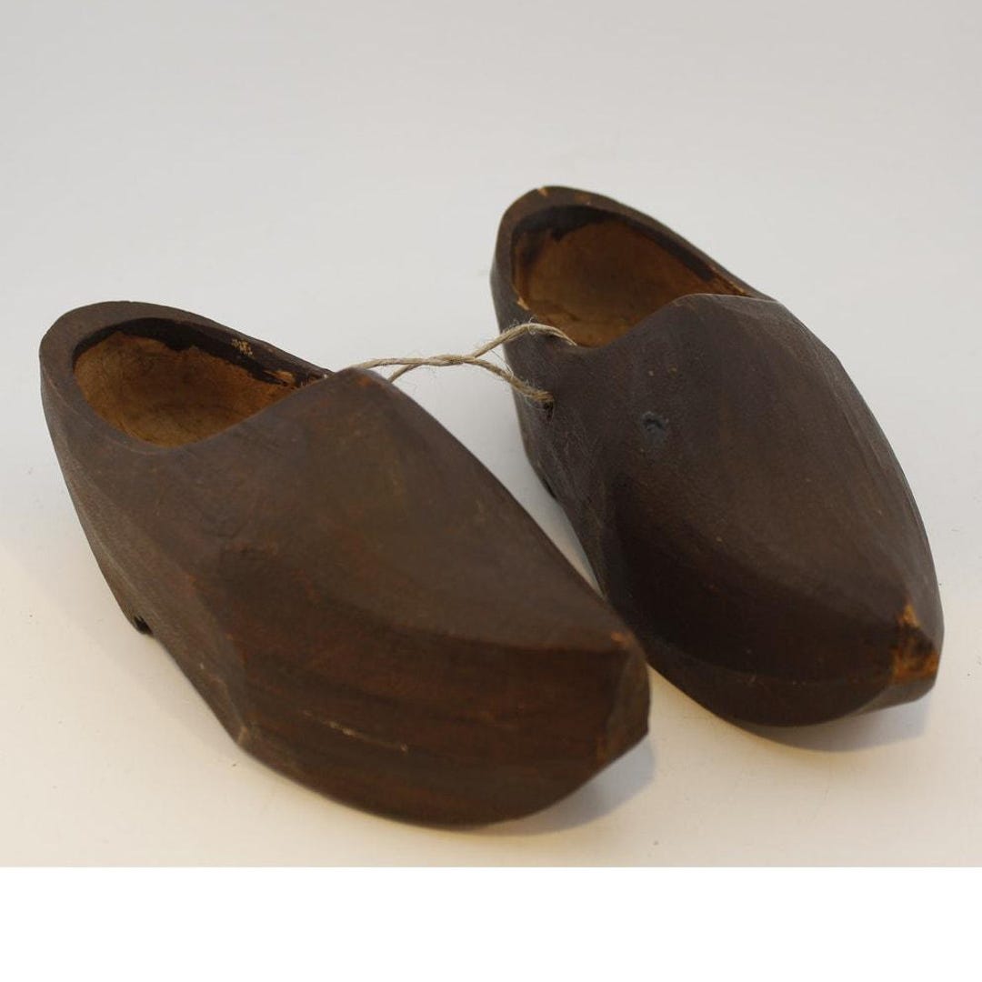 Vintage Wooden Clogs 1940's Small Decor Hand Carved - Etsy