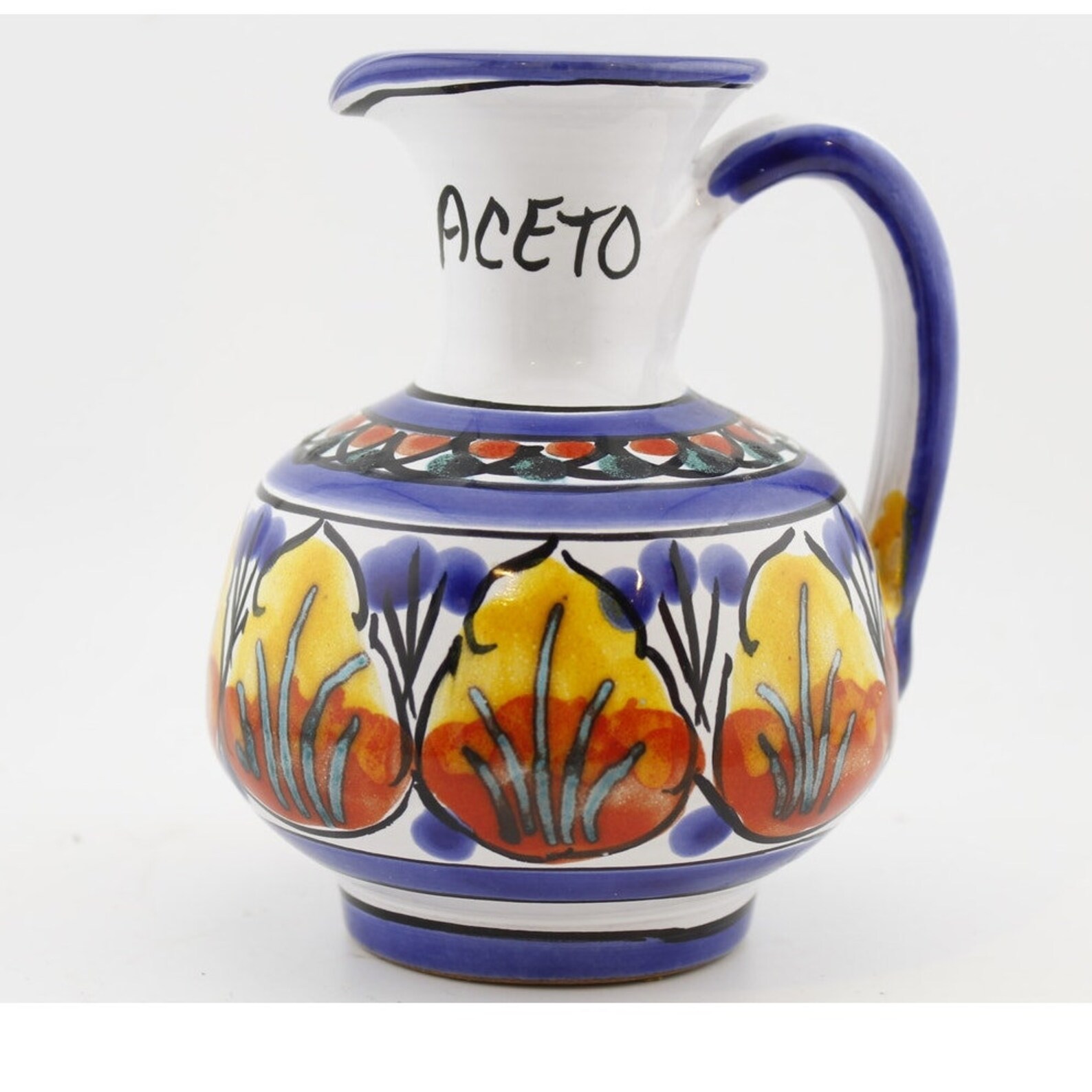 Italian Redware Pottery Oil and Vinegar 3 Piece Set olio & Aceto ...