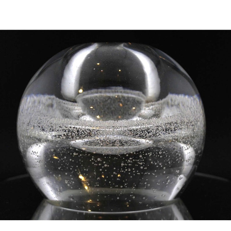 Vintage Polish Hand Blown Glass Oil Lamp Freeform Bubbles Clear Art ...