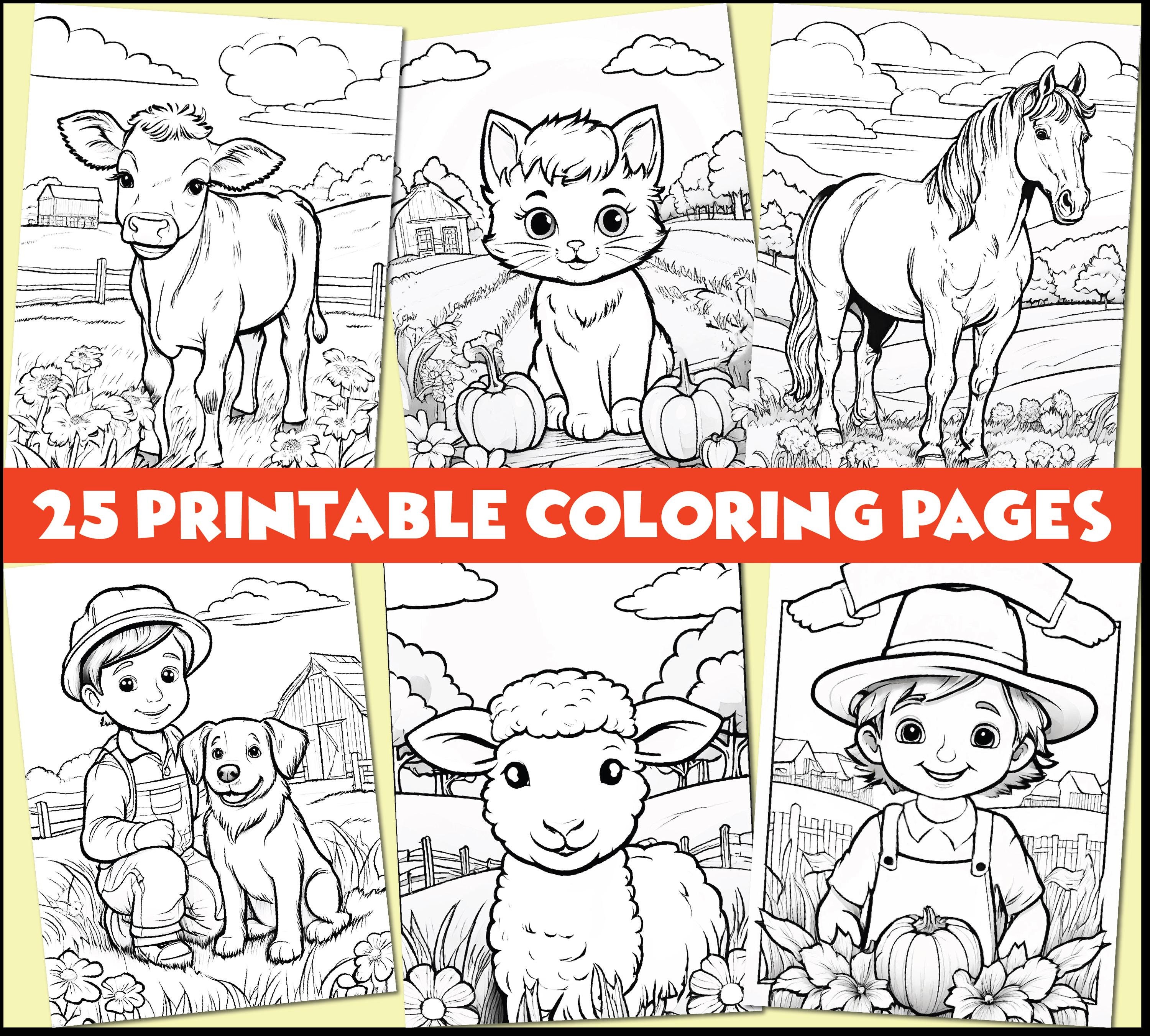 Farm Life Coloring Book: 25 Farm Animal Activity Pages (PDF Download ...