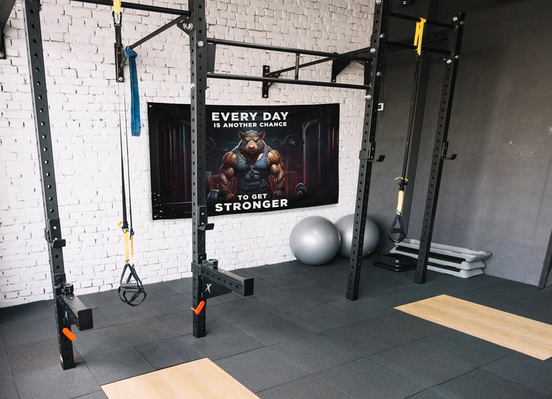 Motivating Fitness Flag Gym Wall Art Decor for Entry Gym Rat Poster ...
