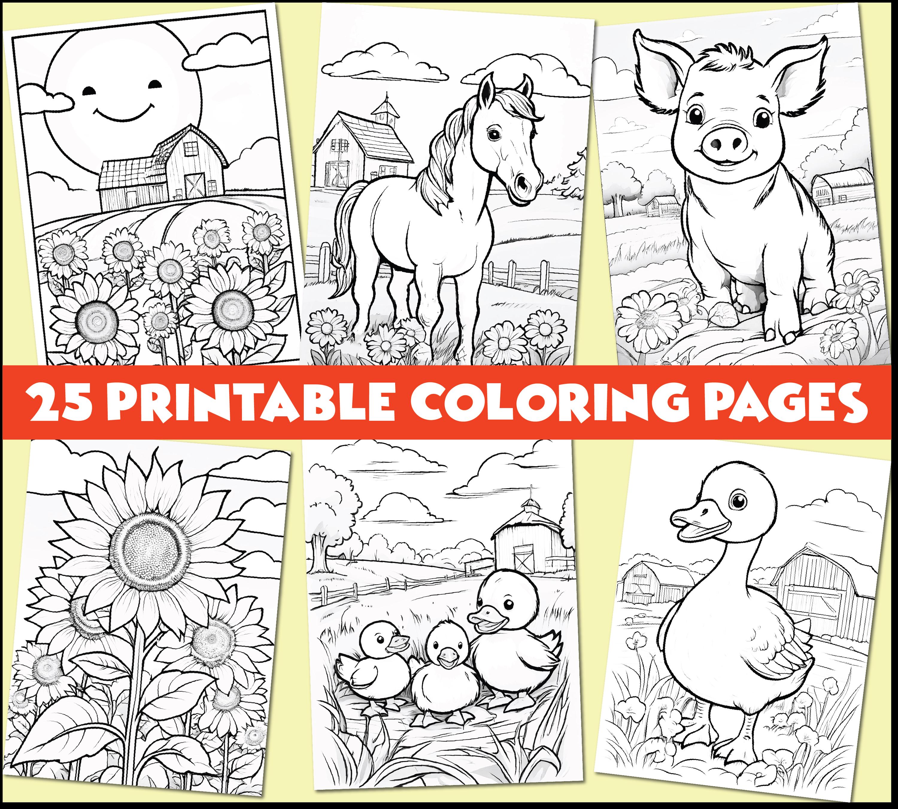 Farm Life Coloring Book: 25 Farm Animal Activity Pages (PDF Download ...