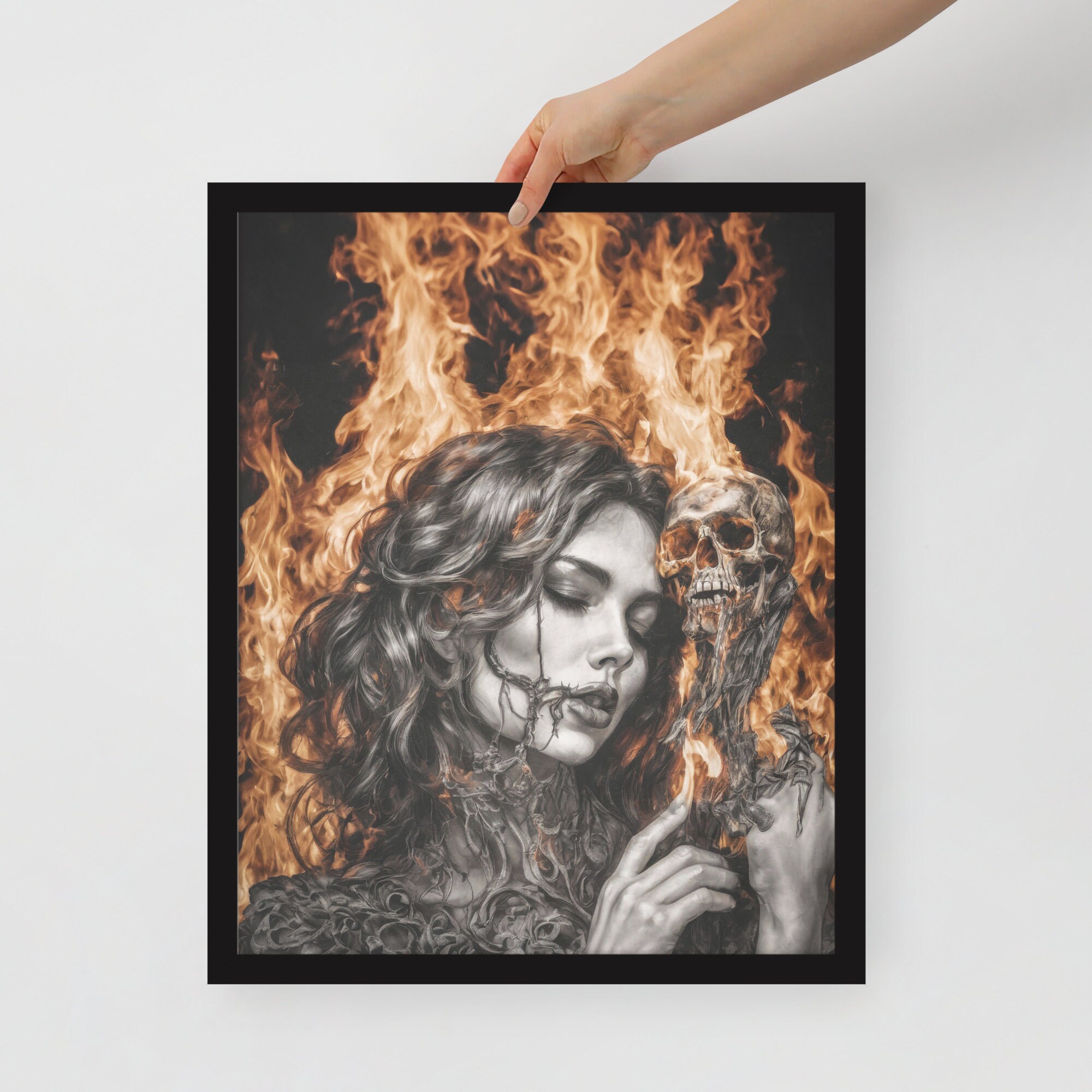 Printable Gothic Wall Art With Flames Print, Printable Music Lover Wall ...