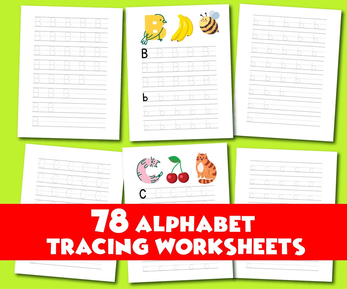 Printable ABC Tracing Worksheets: Kids Alphabet Learning Bundle ...