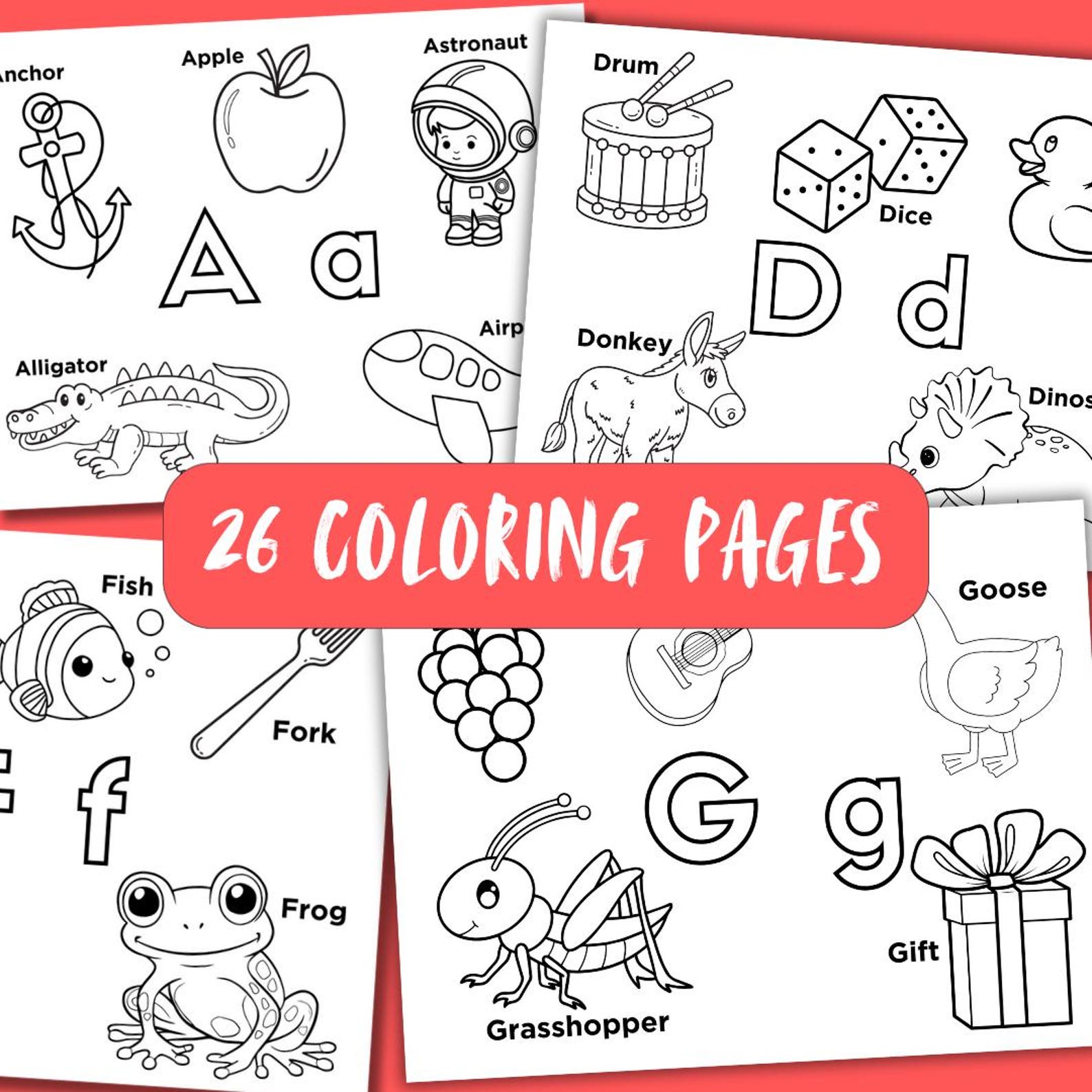 Pre-k Alphabet Coloring Pages: ABC Learning Worksheets (digital ...