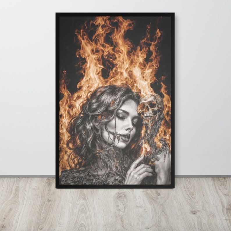Printable Gothic Wall Art With Flames Print, Printable Music Lover Wall ...