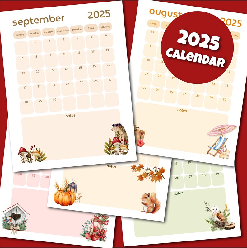 Printable Calendar 2025, Monthly Planner, Cute Monthly Organiser for ...