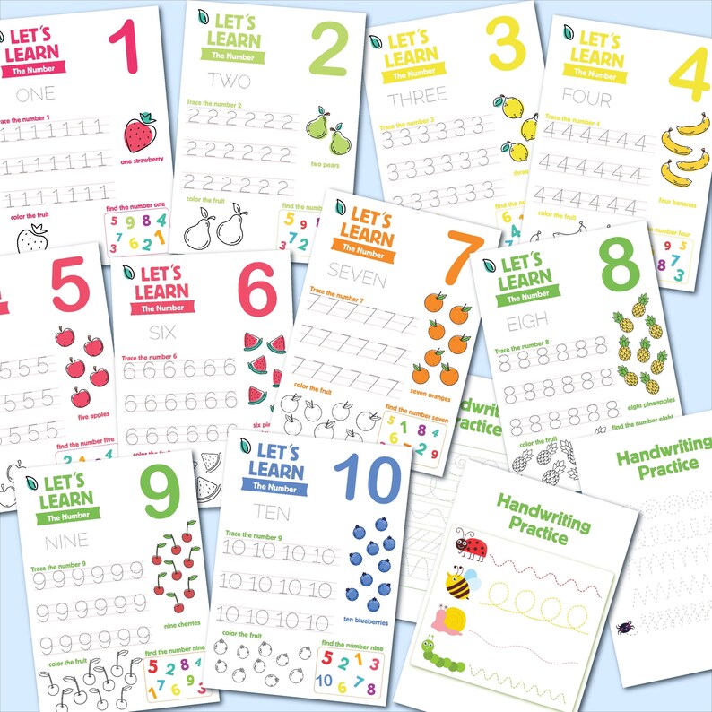 Pre-k Number Tracing Worksheets: Learning Activity Bundle (digital ...