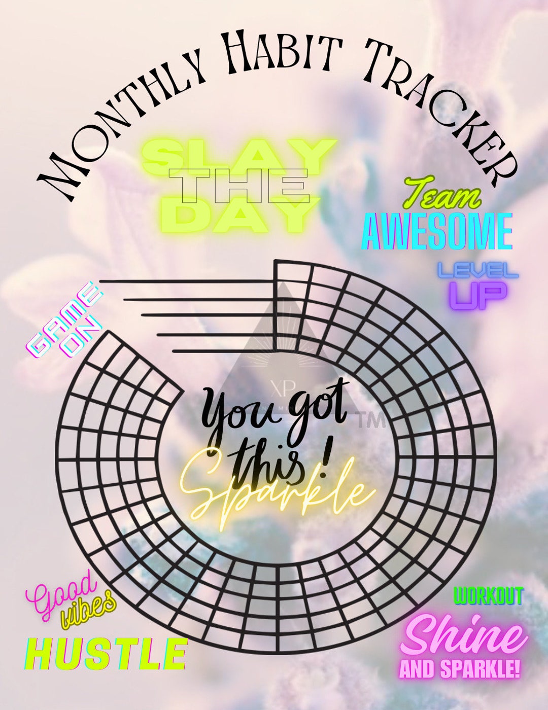 90s HABIT TRACKER: Monthly Habit Tracker, 31 Days per Line, 5 Habits ...