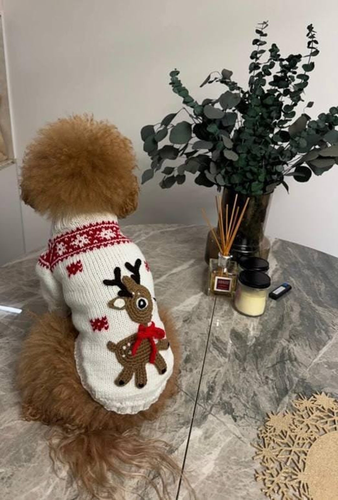 Custom Dog Sweater Pet Costume Christmas Ornaments Dog Clothes Deer ...