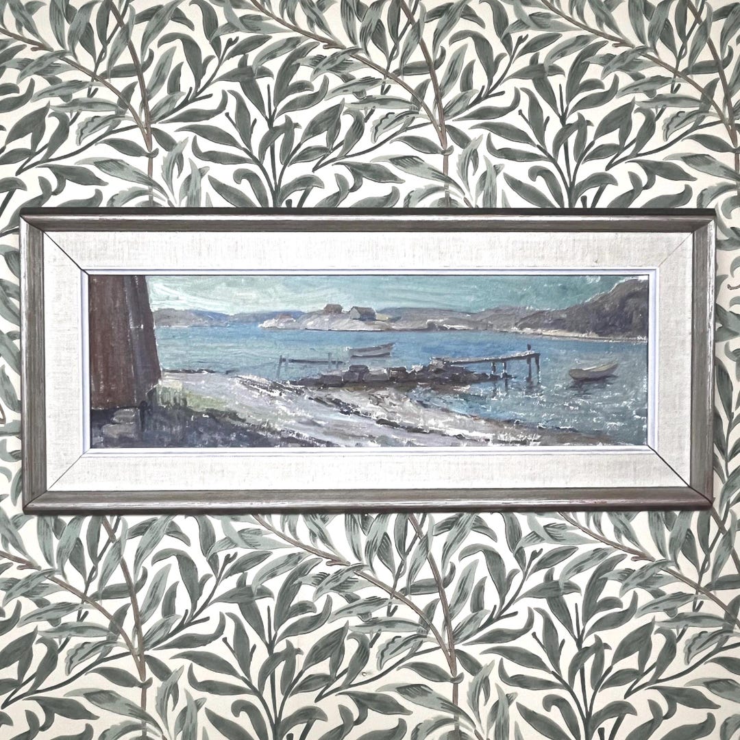 Swedish Coastal Harbor Scene From 1963 Original Oil Painting on Canvas ...