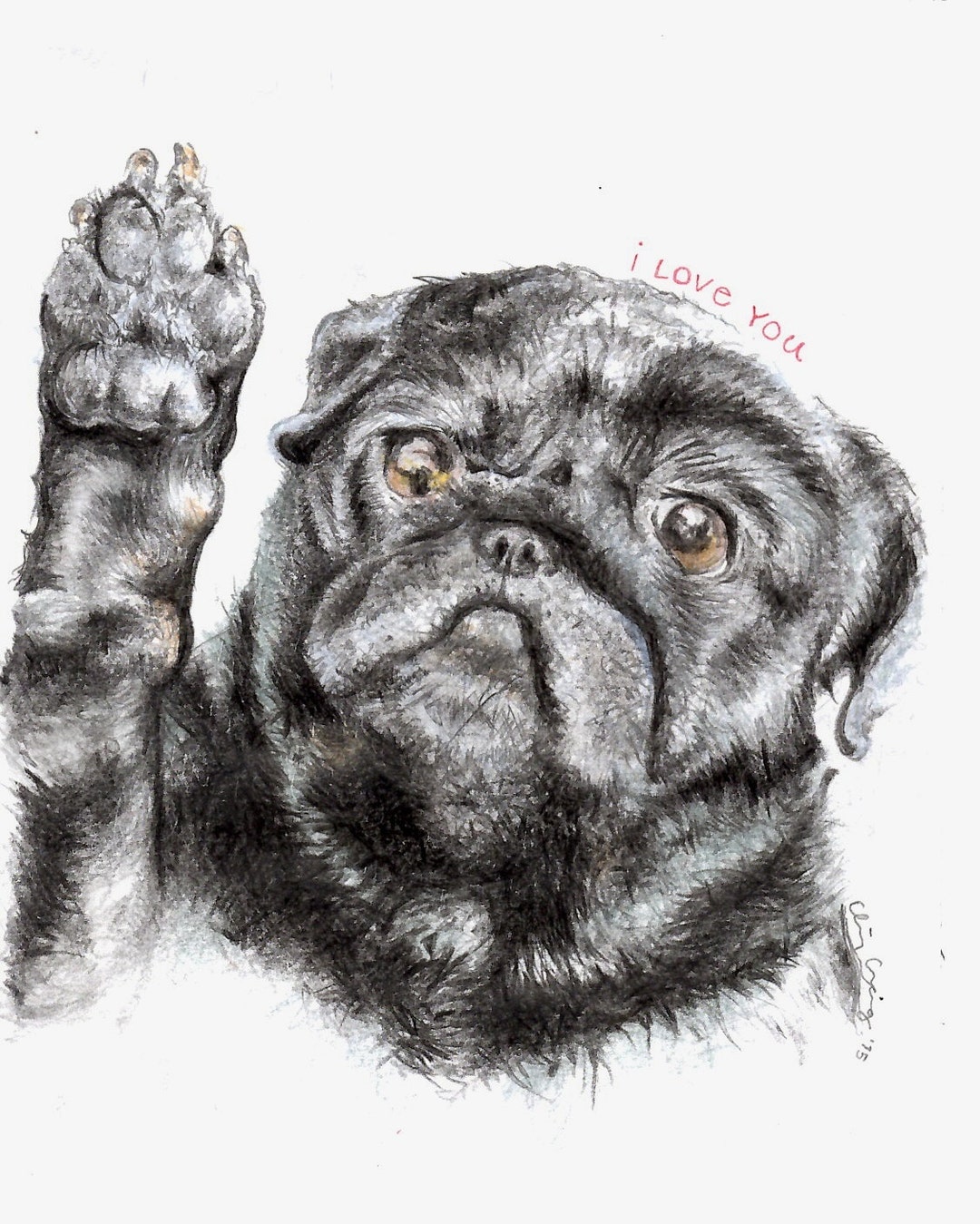 Lola Pug Print - Etsy