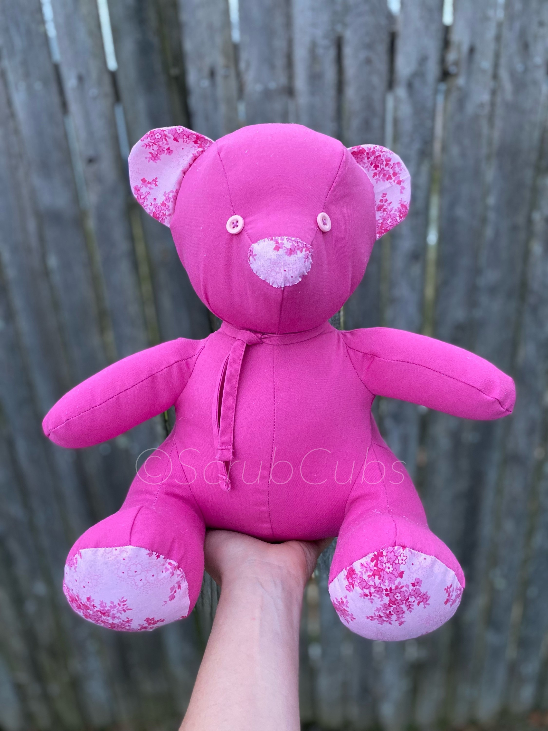 12” Pink Upcycled Scrubcub Teddy Bear - Etsy