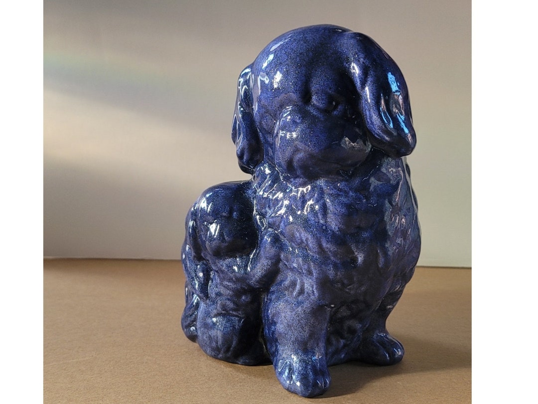 Vintage Cameron Clay Shawnee Pottery Ceramic Sapphire Blue Dog Cocker ...