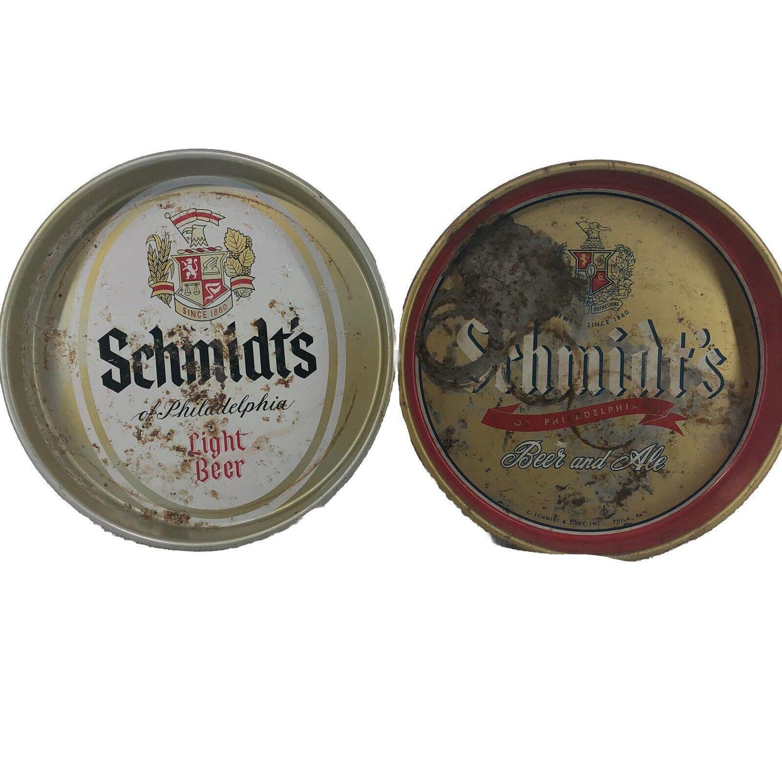 2 Vintage Schmidt's of Philadelphia Light Beer and Beer and Ale Trays ...