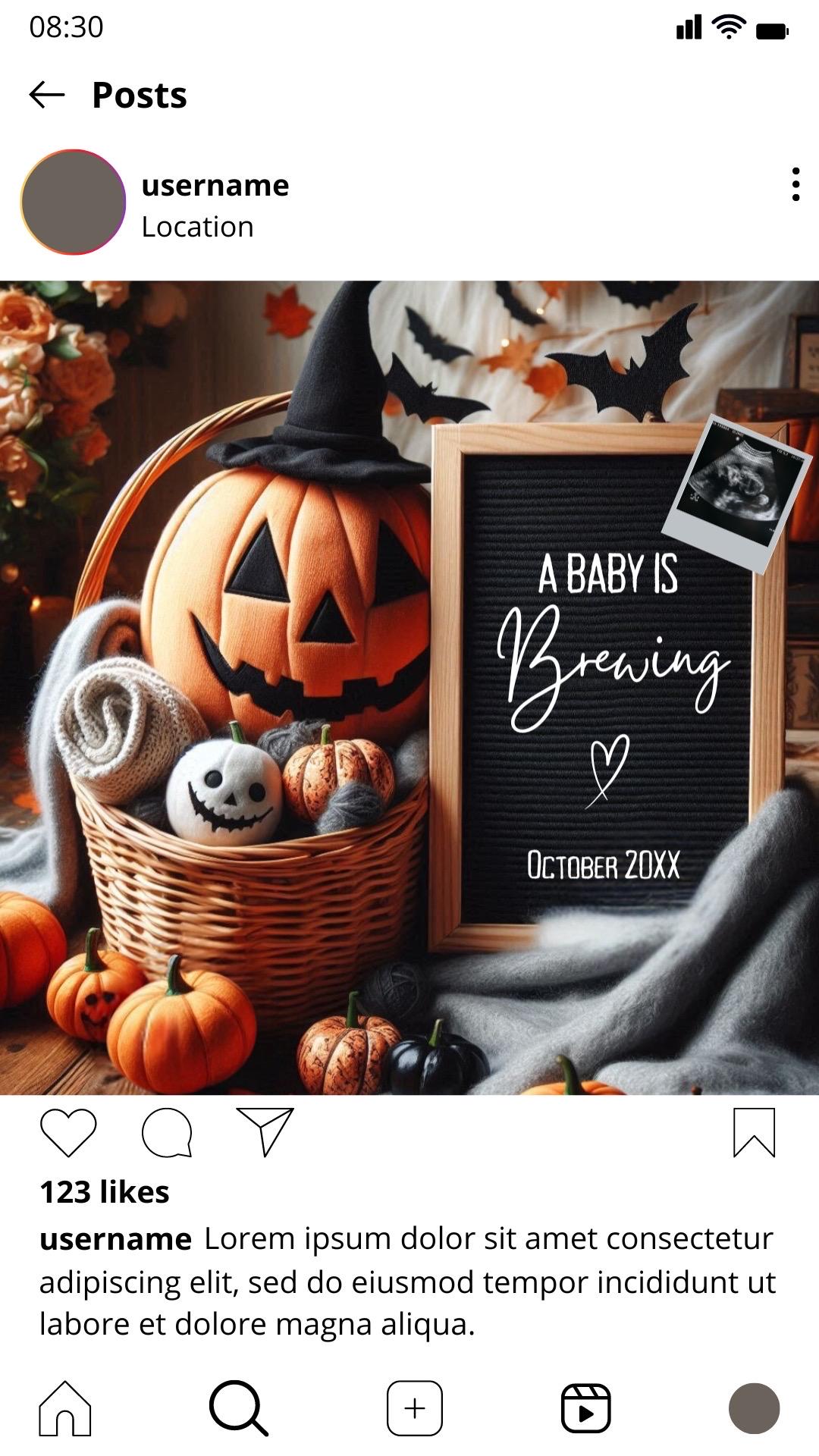 Digital Halloween Pregnancy Announcement, Gender Neutral Baby ...