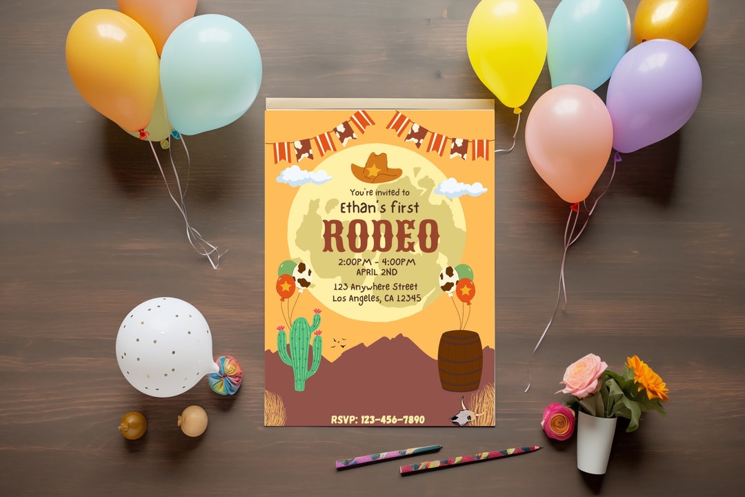 First Rodeo Birthday Invitation Template | Western Theme | Instant ...