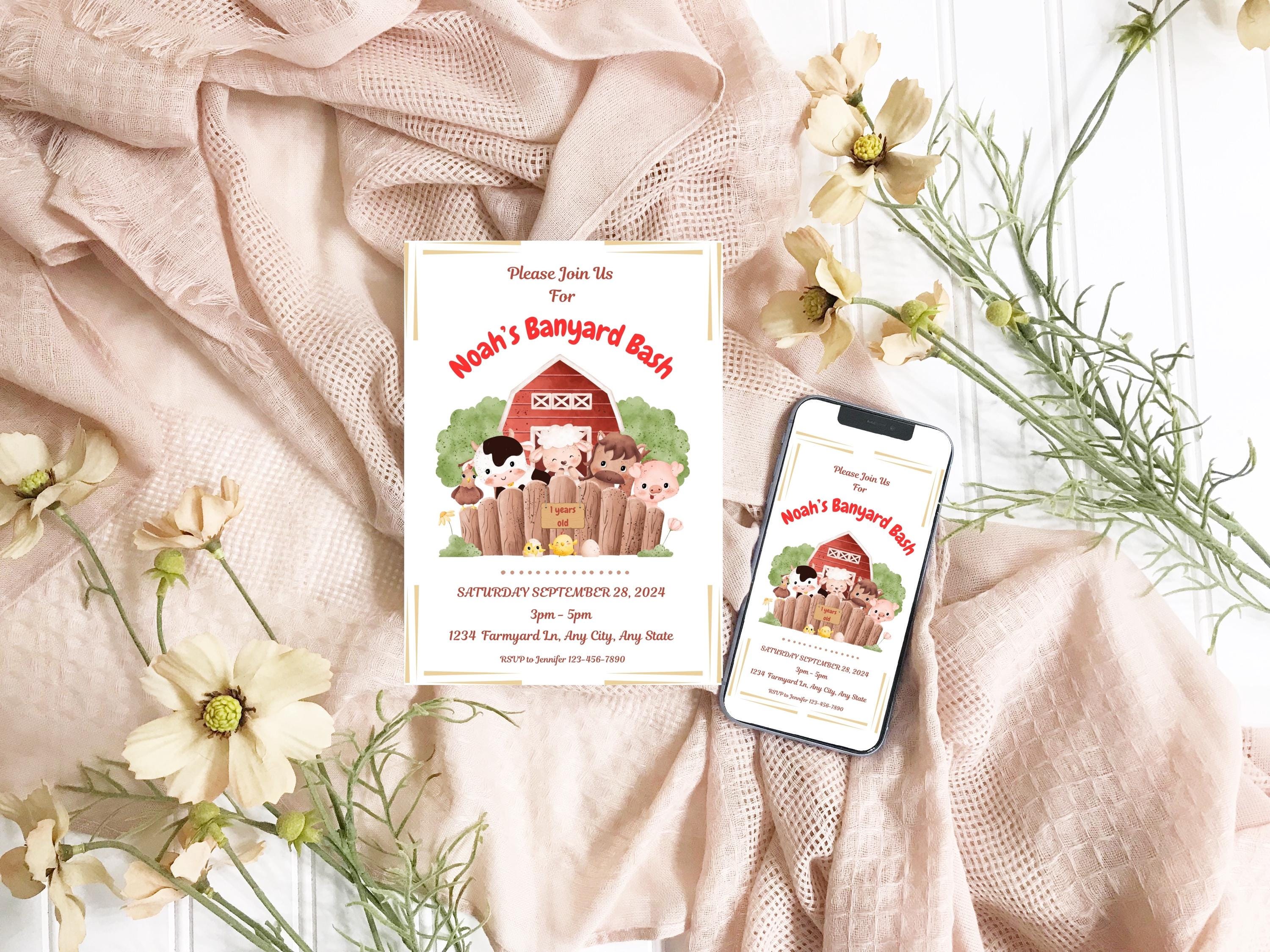 Barnyard Bash Birthday Invitation | Farm Animal Party Invite | Canva ...