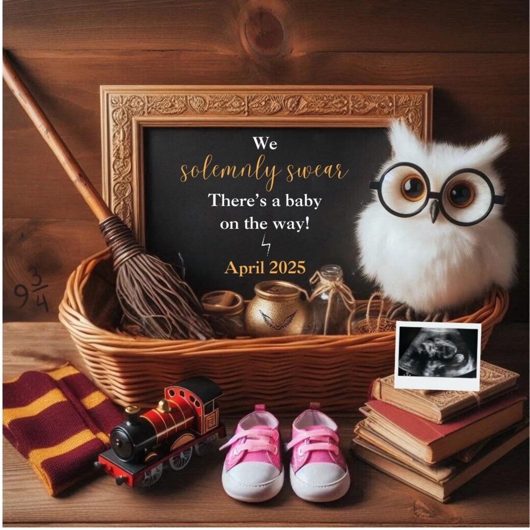 Digital Girl Wizard Pregnancy Announcement, Girl Baby Announcement ...