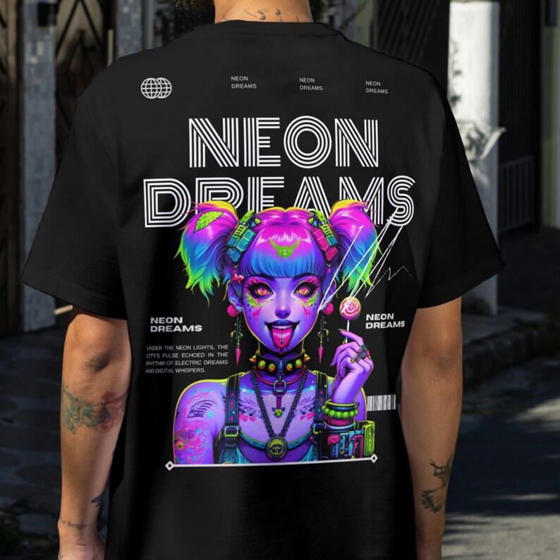 Cyberpunk Neon T-shirt Designs Bundle, Futuristic PNG Streetwear Pack ...