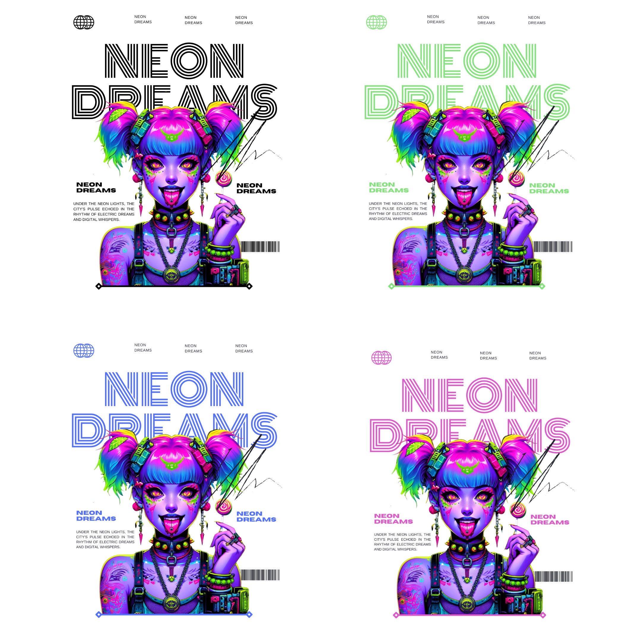 Cyberpunk Neon T-shirt Designs Bundle, Futuristic PNG Streetwear Pack ...