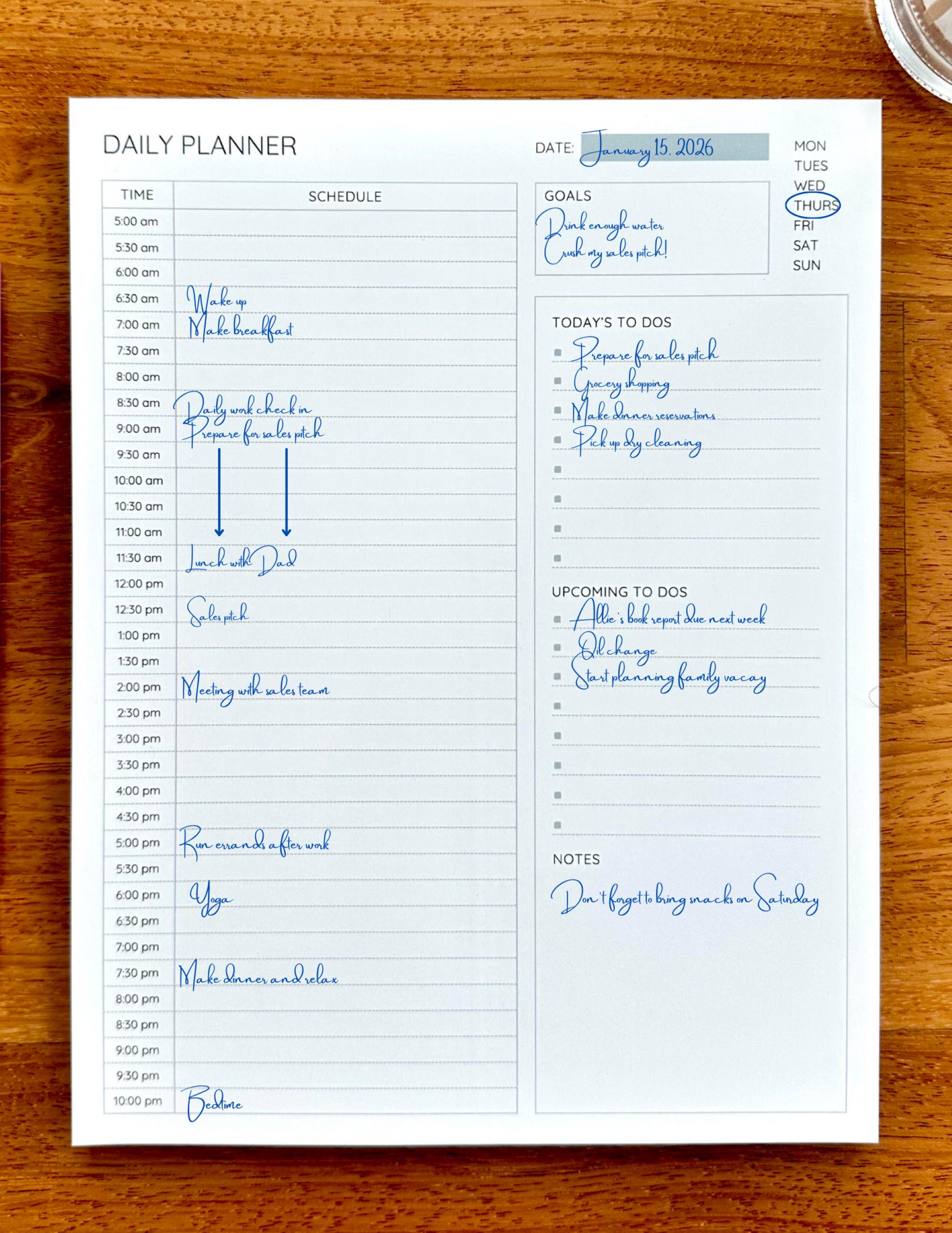 Handmade Minimalist Daily Planner Pad With 5am Start | Hourly Schedule ...