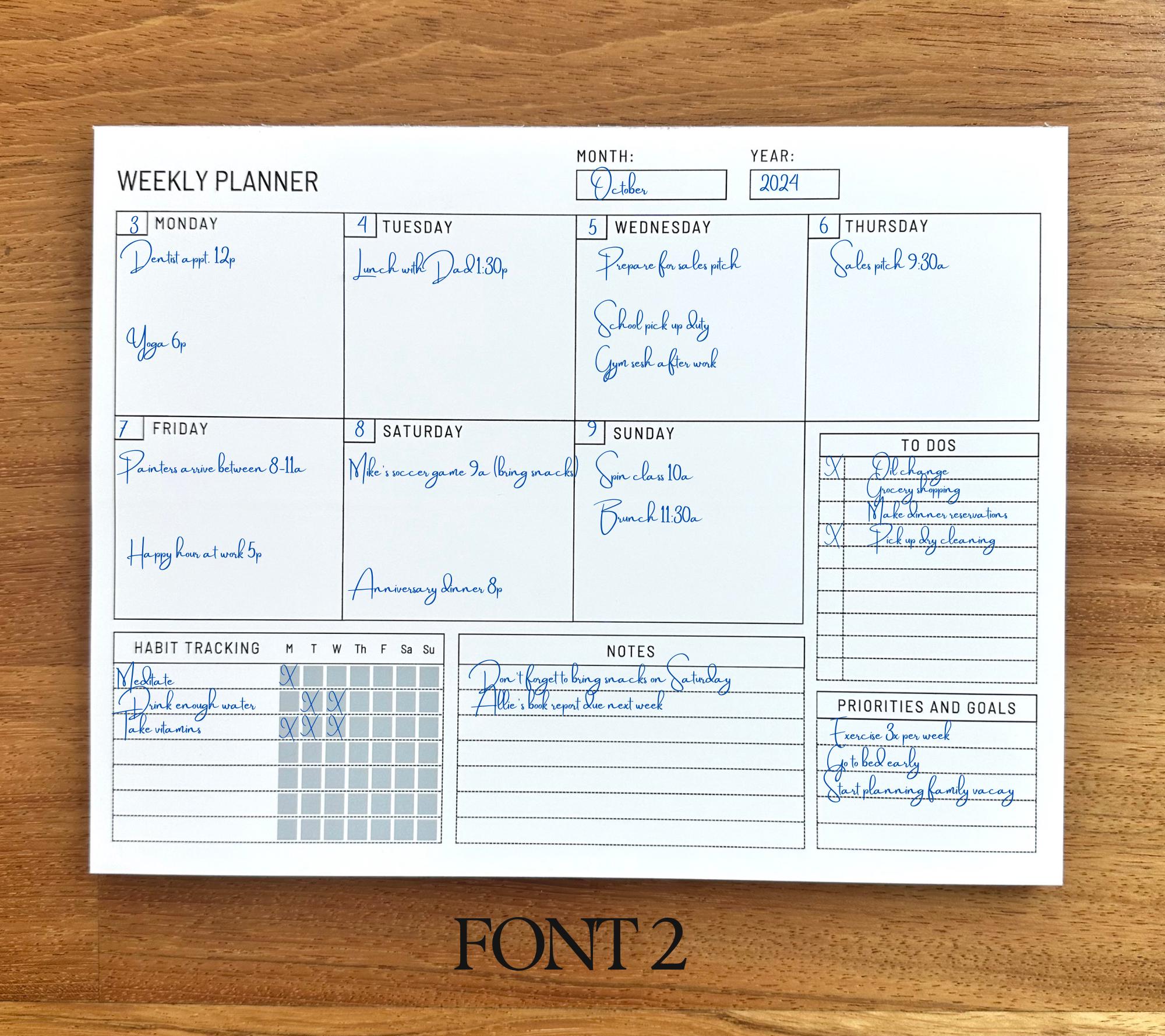 Habit Tracking Weekly Planner Pad to Organize Your Schedule | Handmade ...