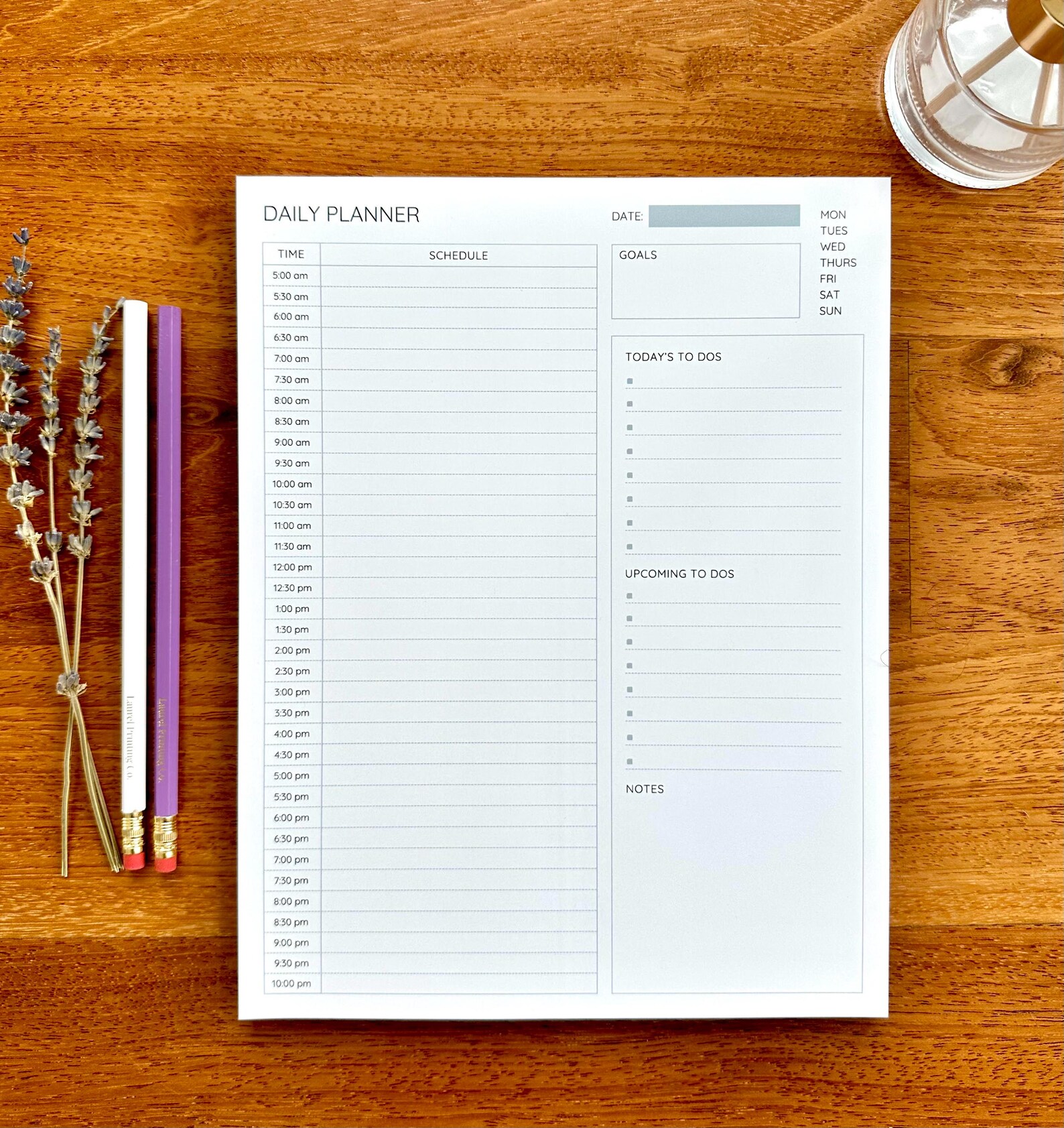 Handmade Minimalist Daily Planner Pad With 5am Start | Hourly Schedule ...