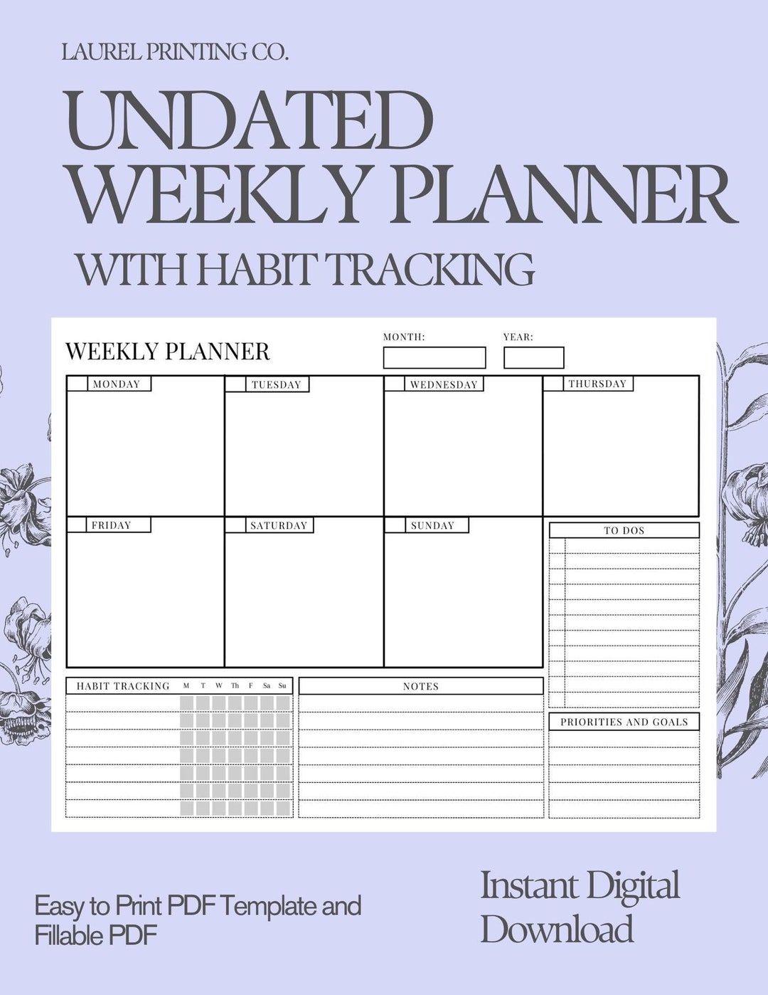 Habit Tracking Weekly Planner Printable to Organize Your Schedule ...